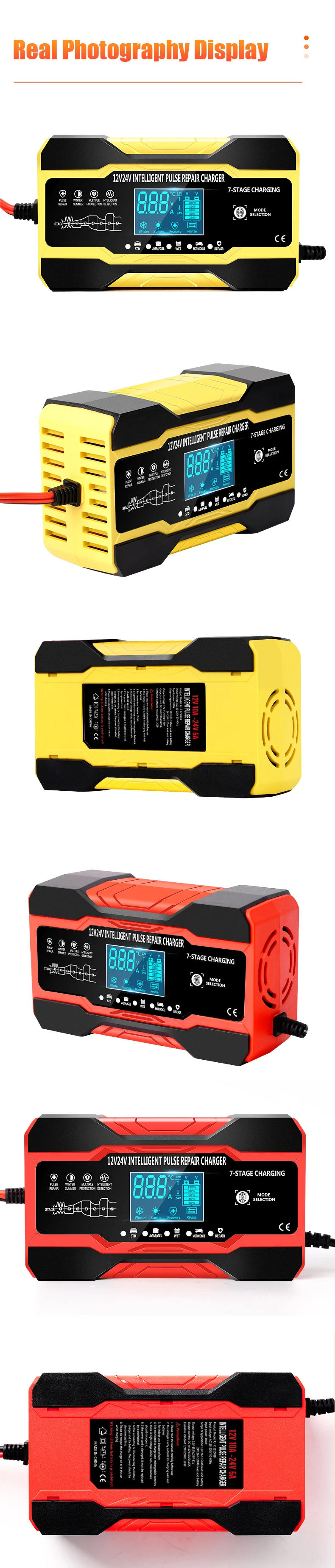 RJ-C121001A-cargador de batería de 12v, 10A, 24V, reparación de pulso ...