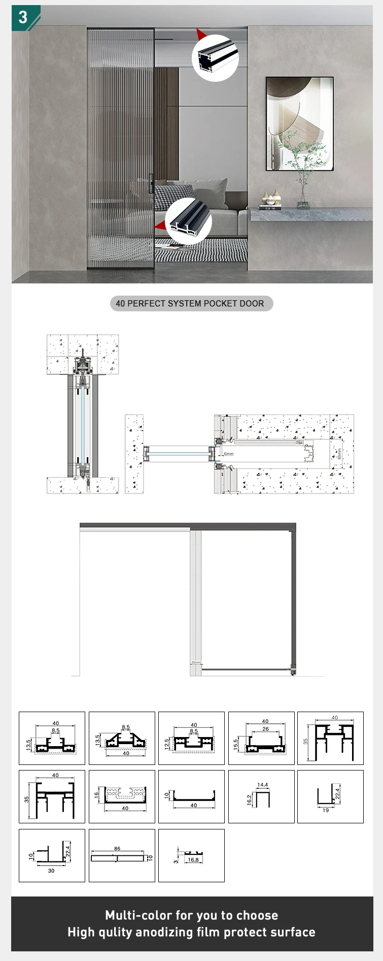 Aluminum Ghost Gate with Roller Kit - Invisible Sliding Door