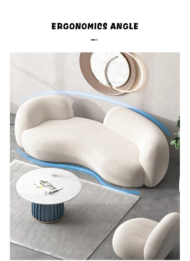AUXFORD Modern Minimalist White Half Circle Designer Couches