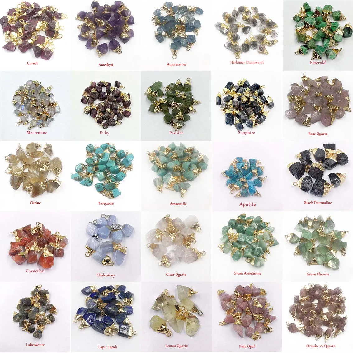 Irregular Stone Earring Necklace Pendant Raw Gemstone Charms