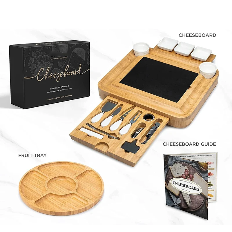 High Quality 4 Drawers Large Charcuterie Board Set Bamboo