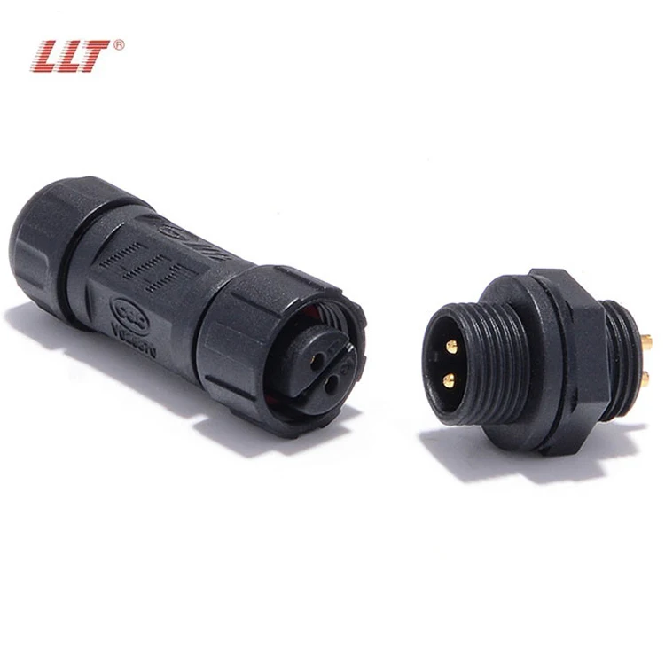 LLT IP67 2 Pin M12 Panel Back Mounted Waterproof Connector