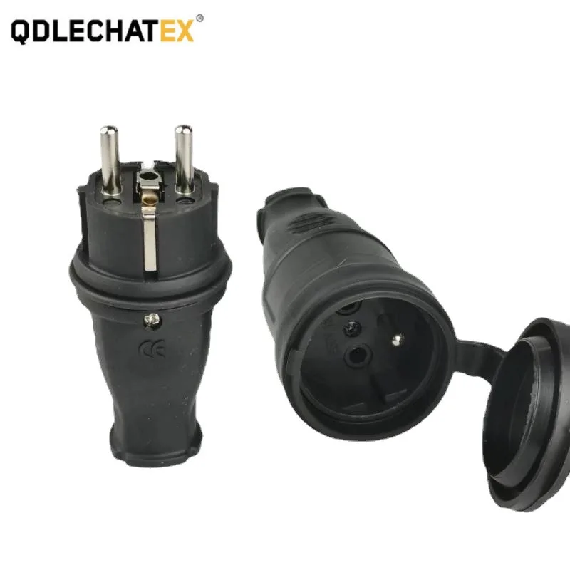 Type 012F01 012F02 IP44 16A 250V 2P+E 2pin Rubber Schuko French Plug ...