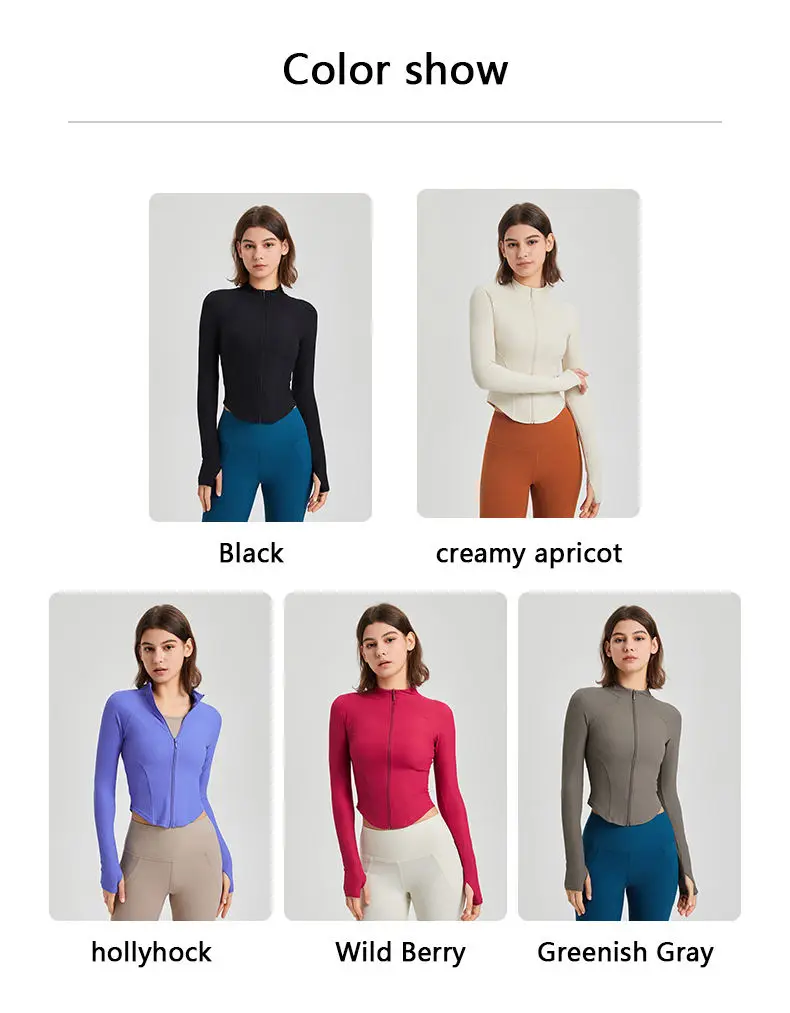 Women Casual Long Sleeved Top Zipper Hooded Running Skin Friendly Sports Fitness Yoga Jacket ...