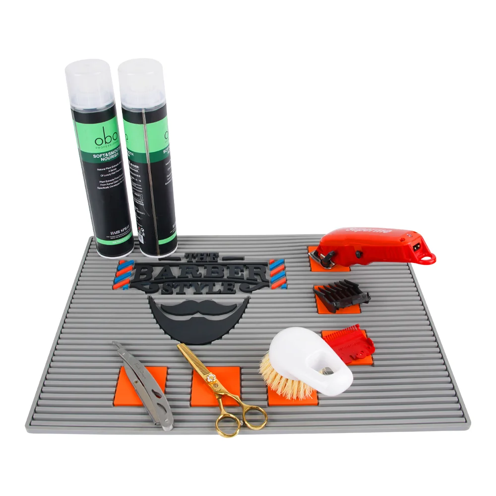 Black Flexible Pvc Non-slip Material Barber Station Salon Mat Custom ...