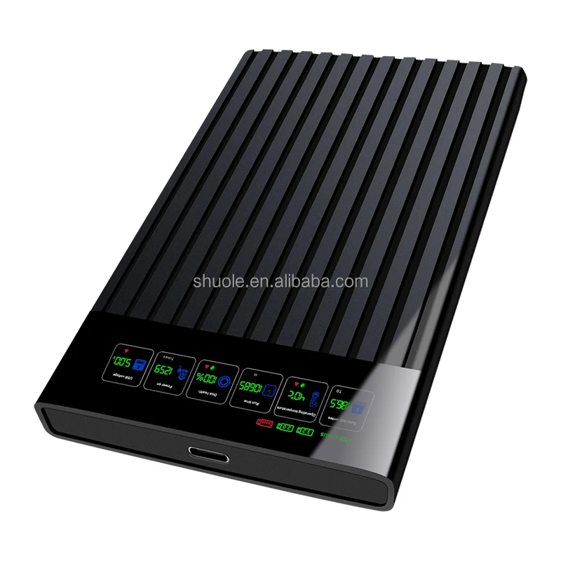 SHUOLE USB C Hard Drive Enclosure with Smart LCD Screen