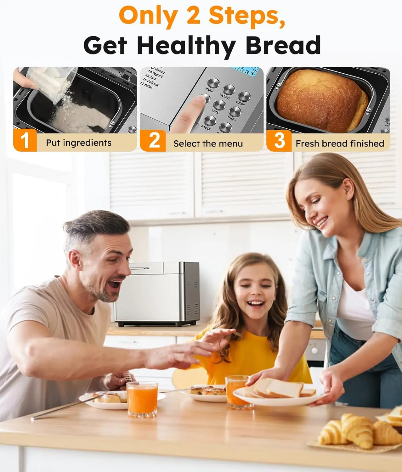 Mielux 2LB Stainless Steel Bread Maker - Programmable & Efficient
