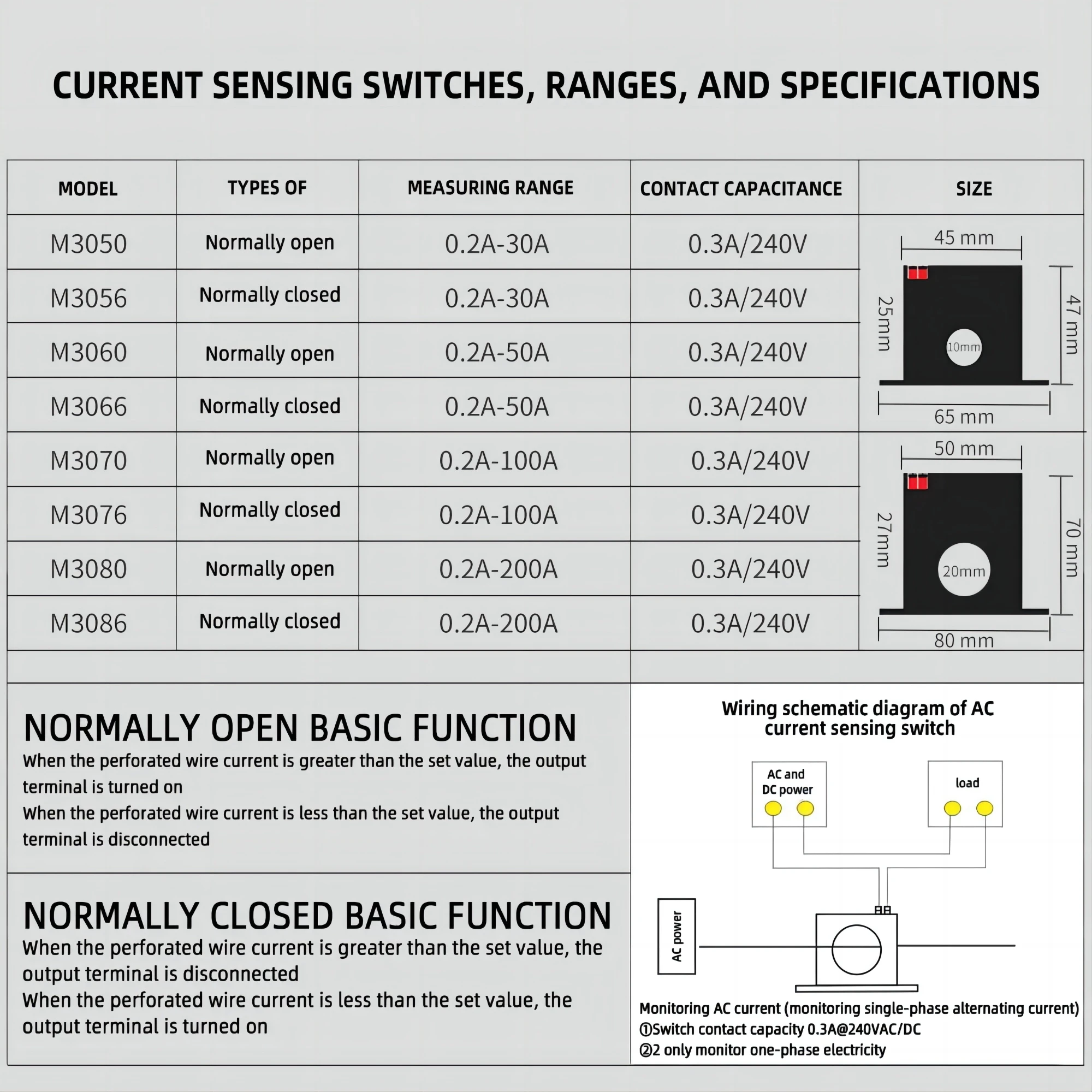 Ac Current Switch M3050 M3070 Precision And Reliability