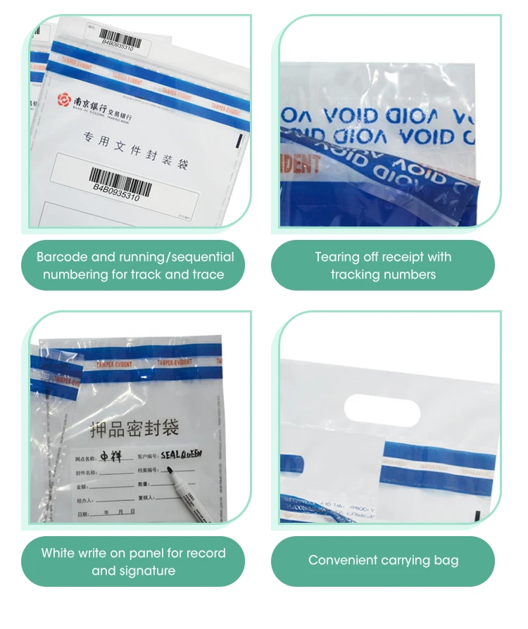 Hot Sell Plastic Courier Safety Packing Bag Tamper Evident Bank ...
