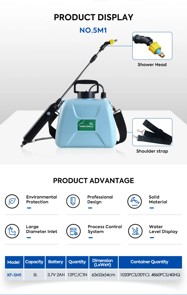 5 Liter Agriculture Plastic Knapsack Battery Sprayer Garden Portable ...