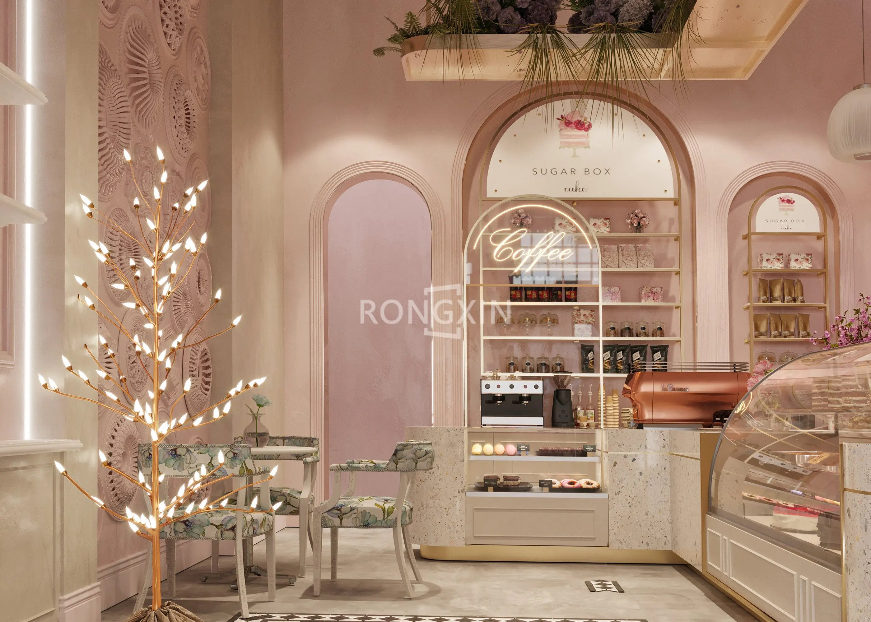 Modern Bubble Tea Shop Counter Design - Stone Dessert Bar