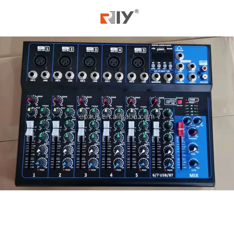 F7 Cheap Price Series Audio Mixer with LCD Display USB Mini DJ Mixer