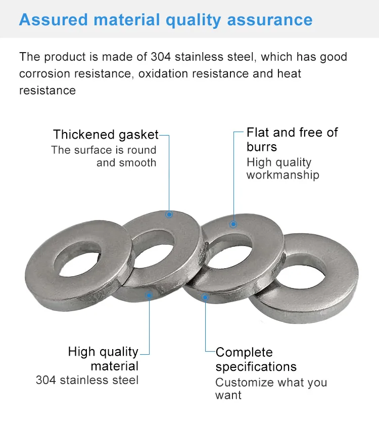 304 Stainless Steel Heavy-Duty Flat Washer DIN7349 Thick Washer Thickened Flat Washer 3 4 5 6 8 ...