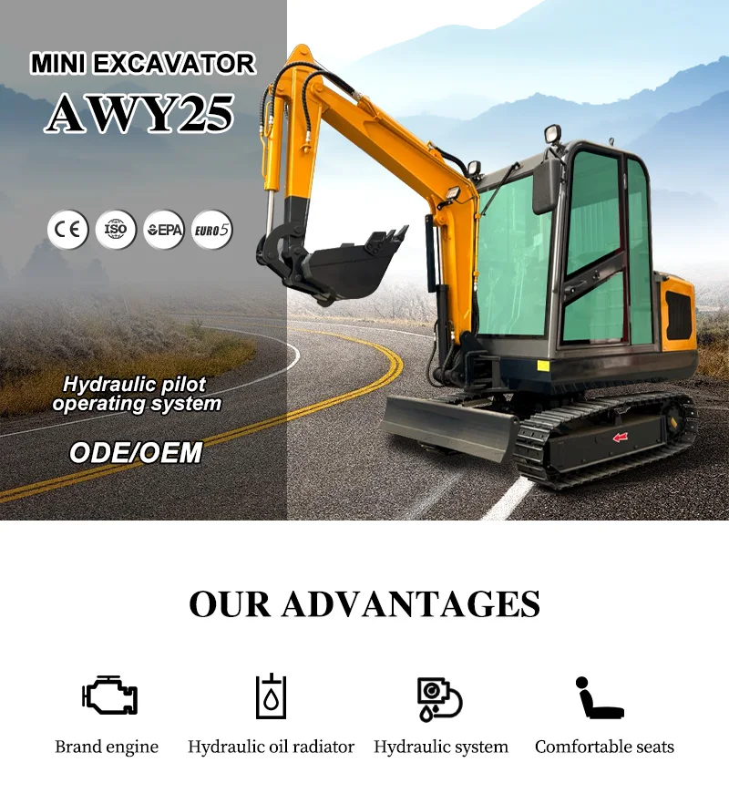 Mini Excavator 2.5 Tons Crawler Operating Weight 2500kg Multi-purpose ...