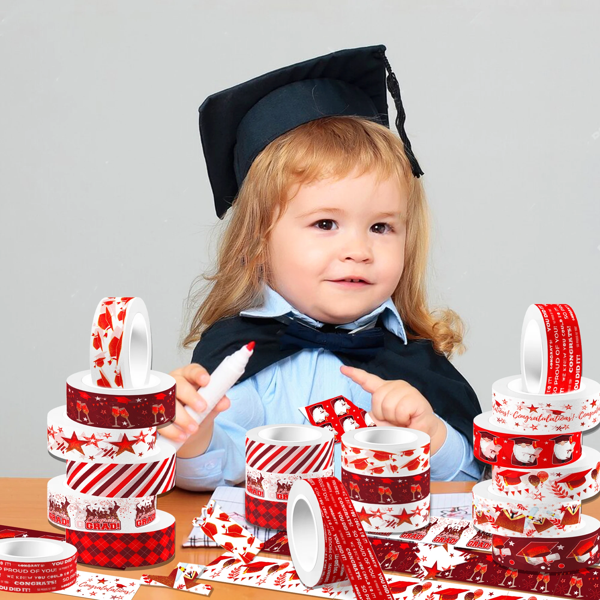 Graduation Masking Tape Red Congrats Decorative Paper Sticker Washi ...