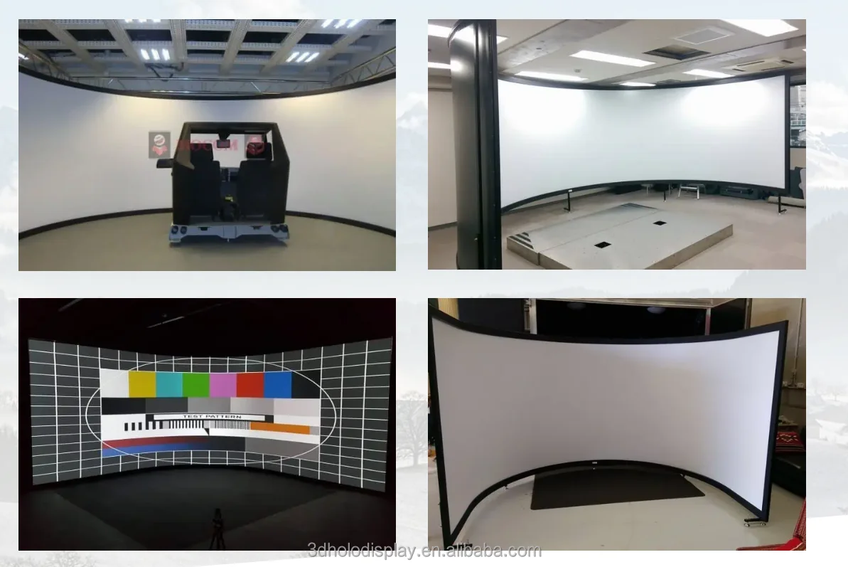 Büyük FOV 220 derece simülasyon kavisli projeksiyon ekranı kavisli ...