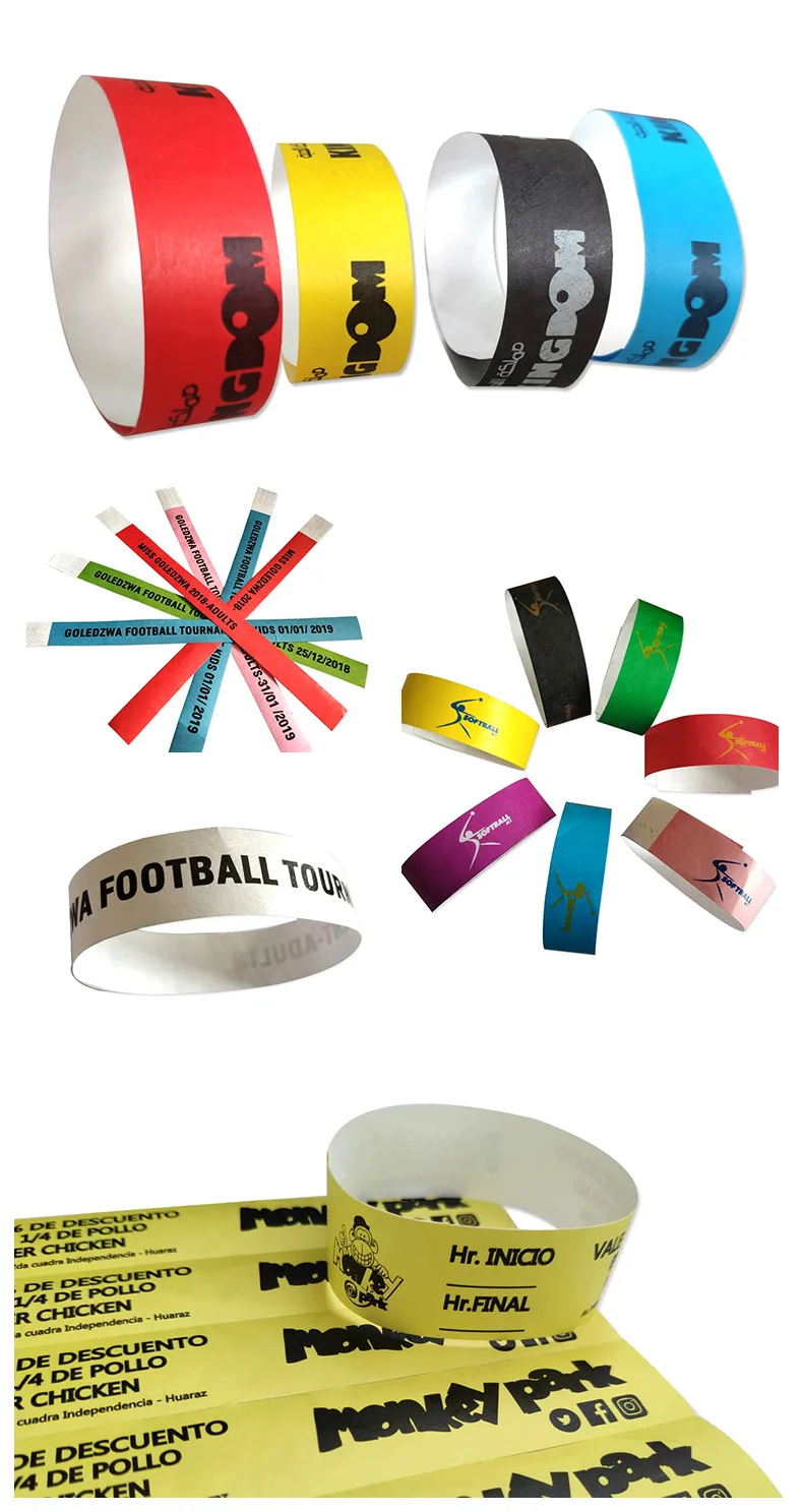 Printable Disposable PP Paper Wristbands Waterproof Identification ...