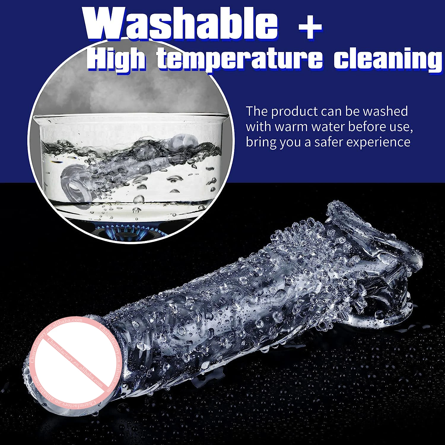 Crystal Spiked Condom Sex Toys For Men Enlarge And Thicken Couple Reusable Cock Penis Sleeve ...