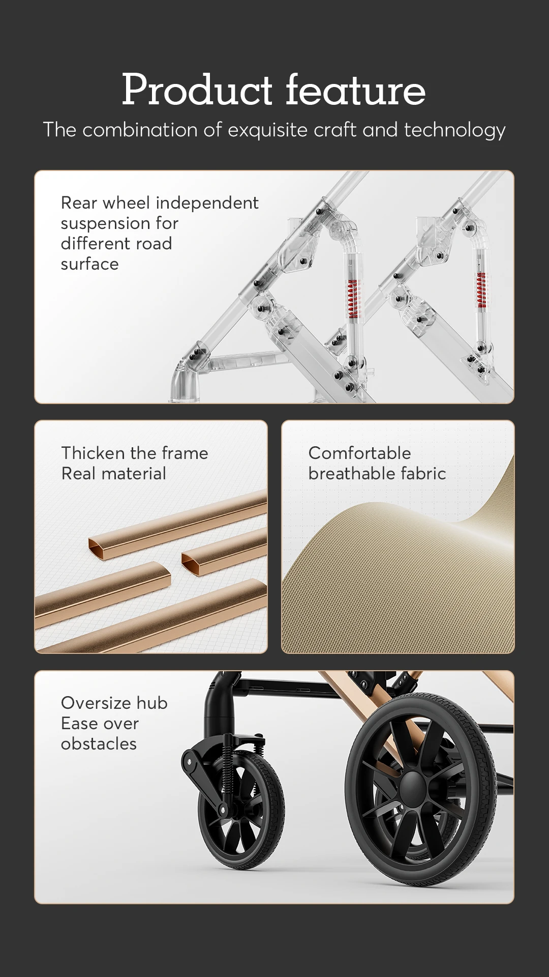 3 in 1 Travel System Baby Stroller Folding Pram Pushchair Luxury ...