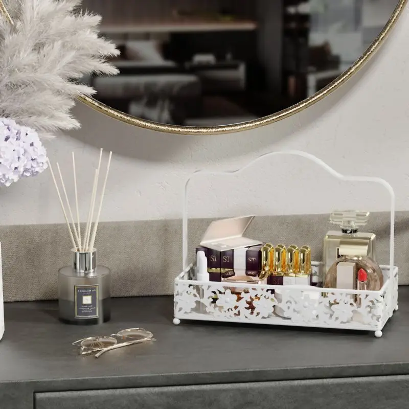 Multifunctional Standing Gold Metal Jewelry Tabletop Storage Rack ...