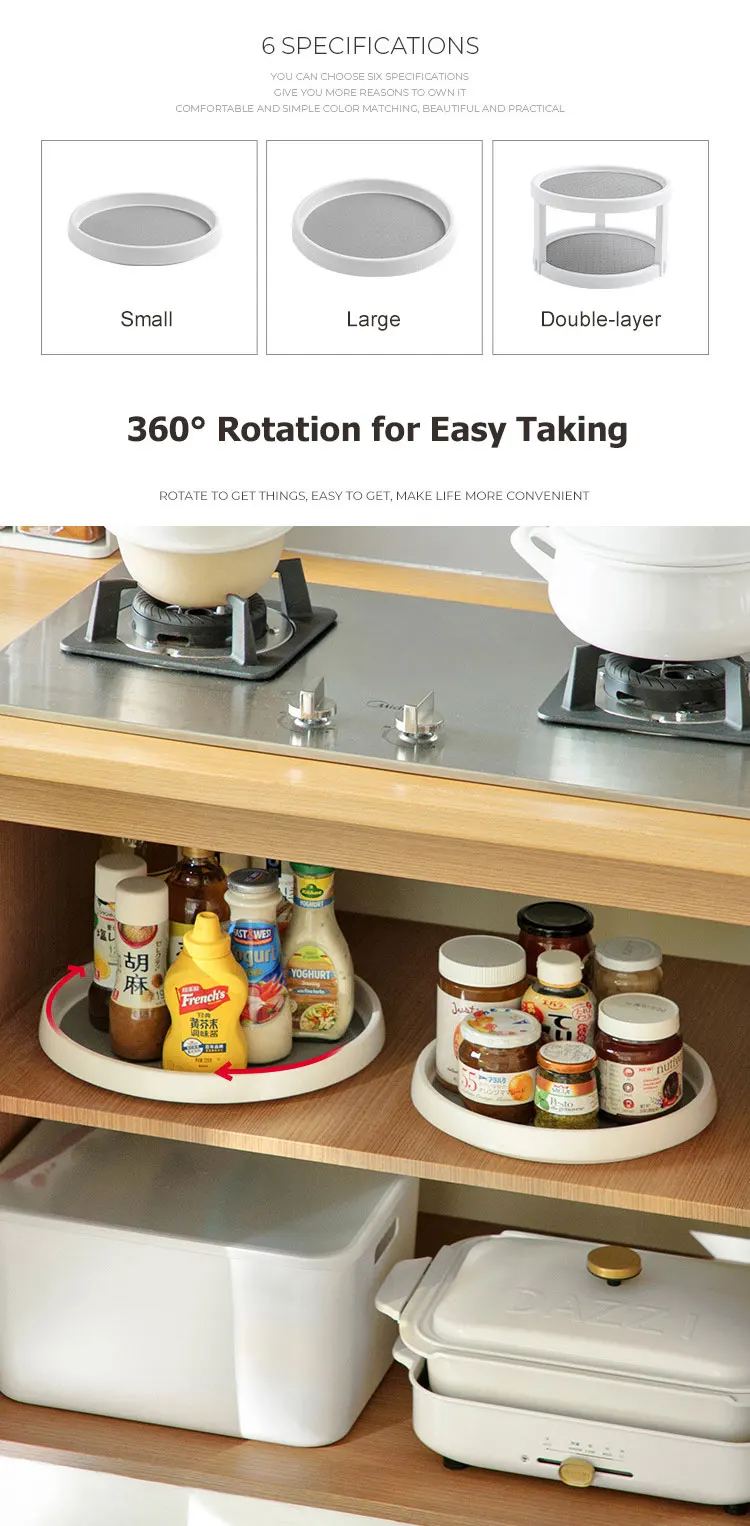 Spice Rack Rotating Turntable Non Skid Turntable Round Storage ...