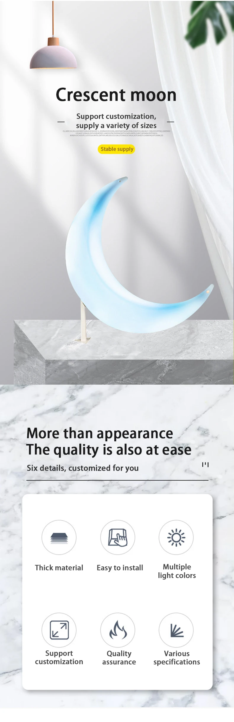 Modern Crescent Moon Outdoor Lighting Display Led Kids Hanging Swings ...