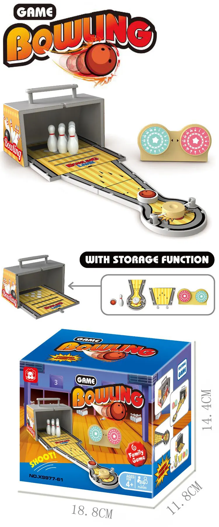 New Storage Function Design Plastic Strategy Toy Table Top Bowling Game ...