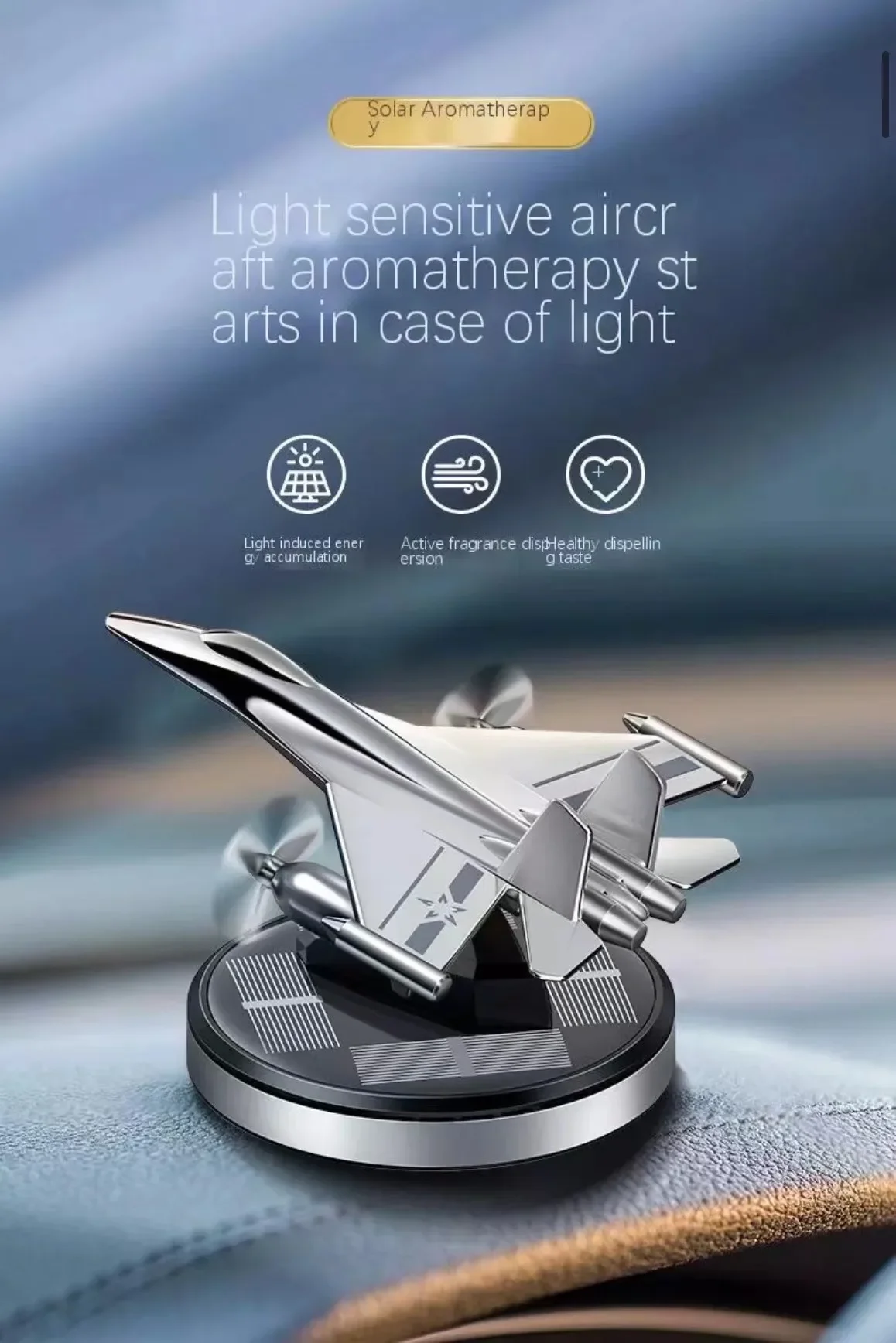 Car Mounted Solar Powered Rotary Helicopter Perfume Freshener