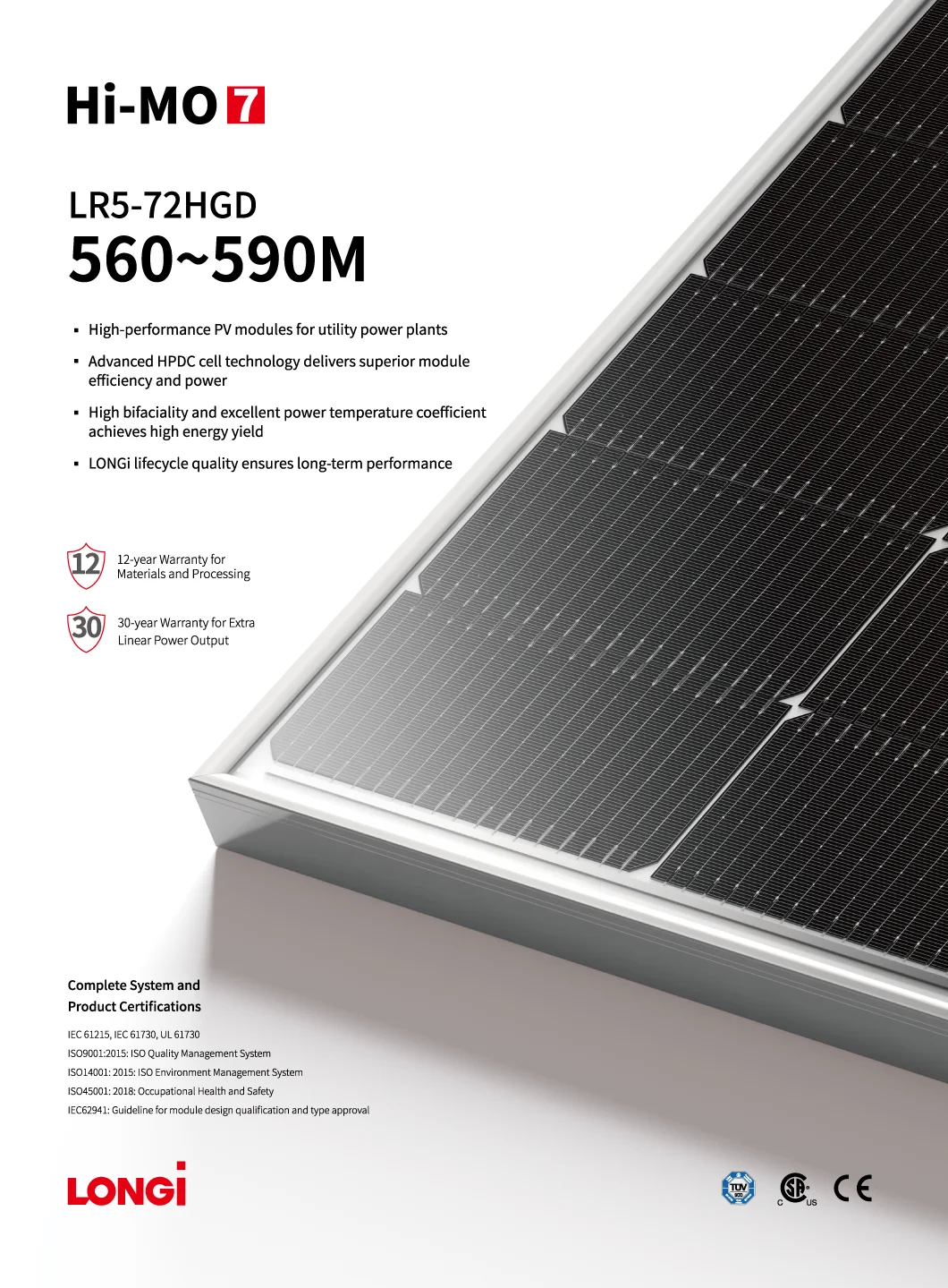Longi Solar Himo7 LR5-72HGD PV Module - 590W Bifacial Power