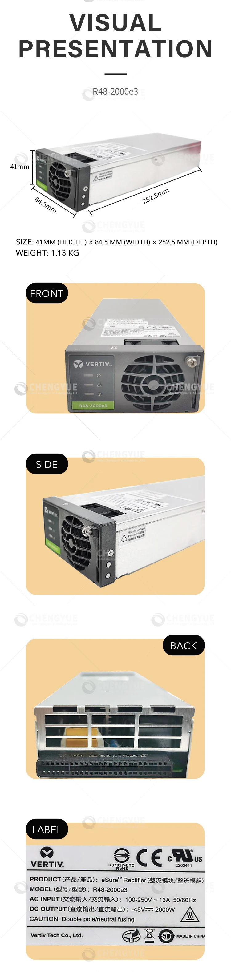 Vertiv R48-2000e3 48v 30a 2000w Single Emerson Telecom Power Module New ...