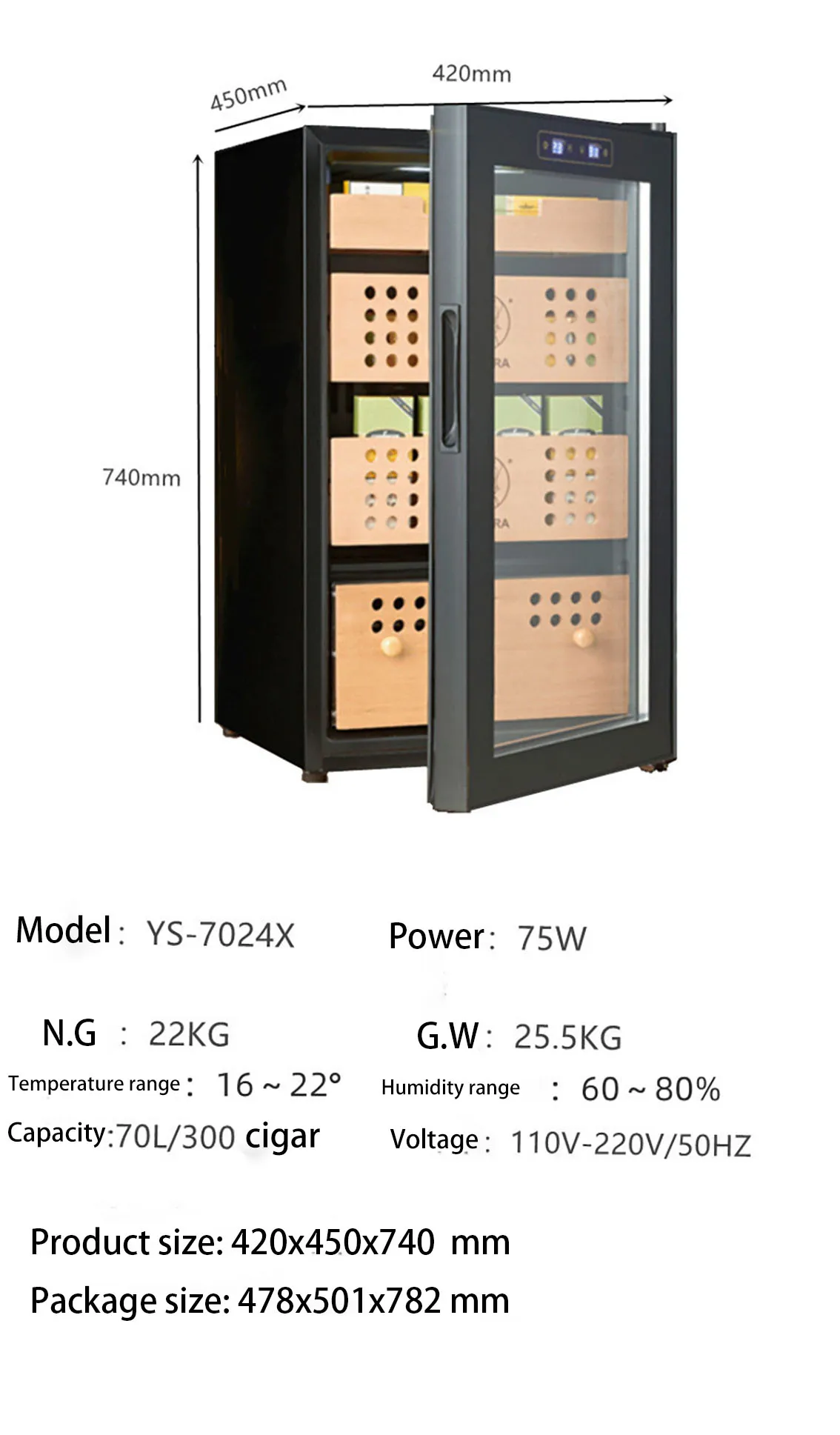 Nuelead Cigar Humidor Intelligent Control Temperature Humidity Electric ...
