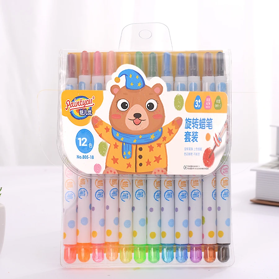 Hot-Sale 12Colors Rotating Crayon Set Drawing Stationery for Kids and ...