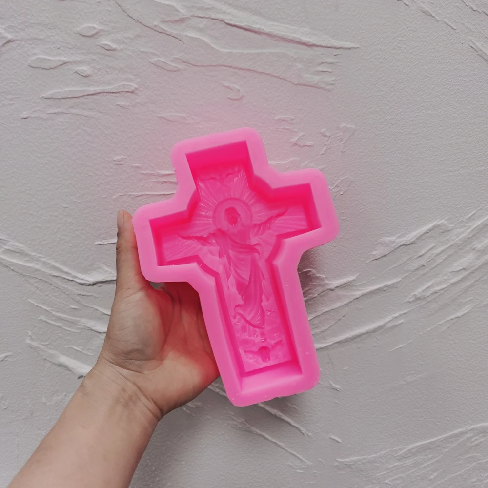 Jesus Statue Silicone Mold Antique European Cross Bust Sculpture Soy ...