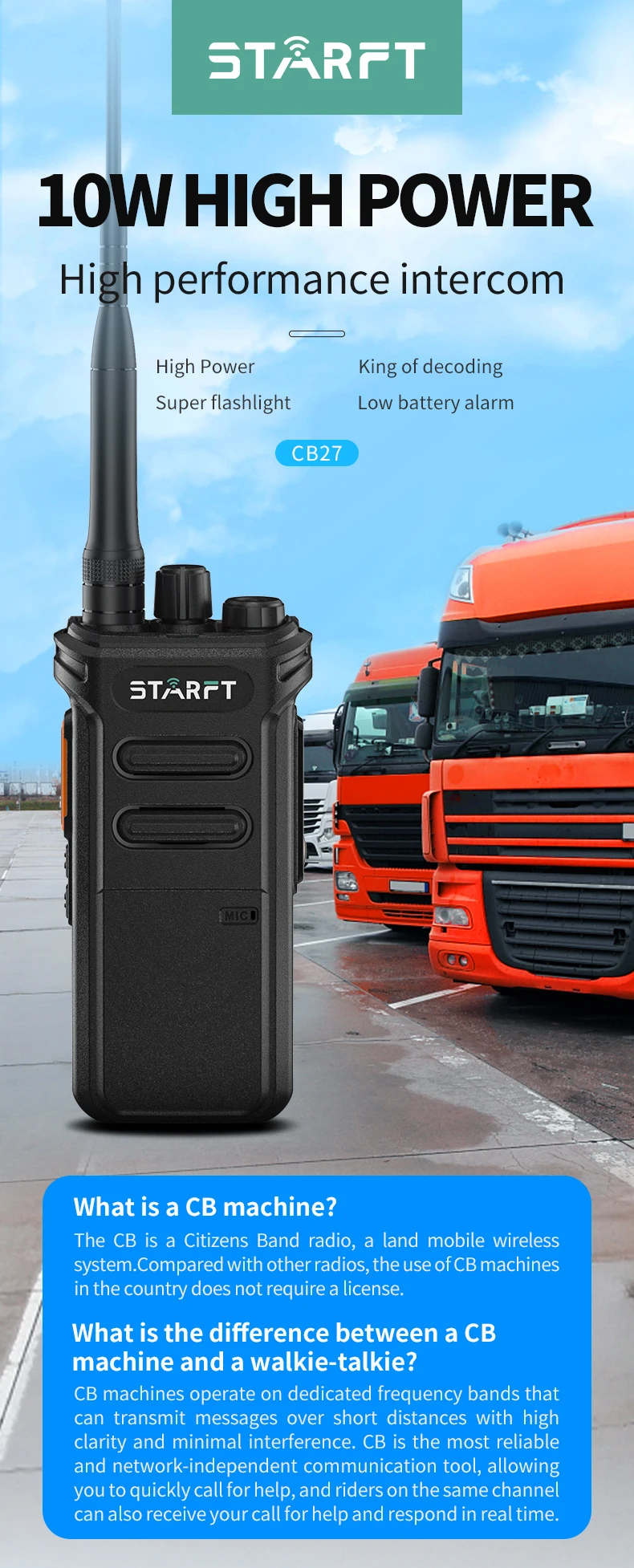 Starft CB27 Handheld Walkie Talkie - High Power SSB Radio