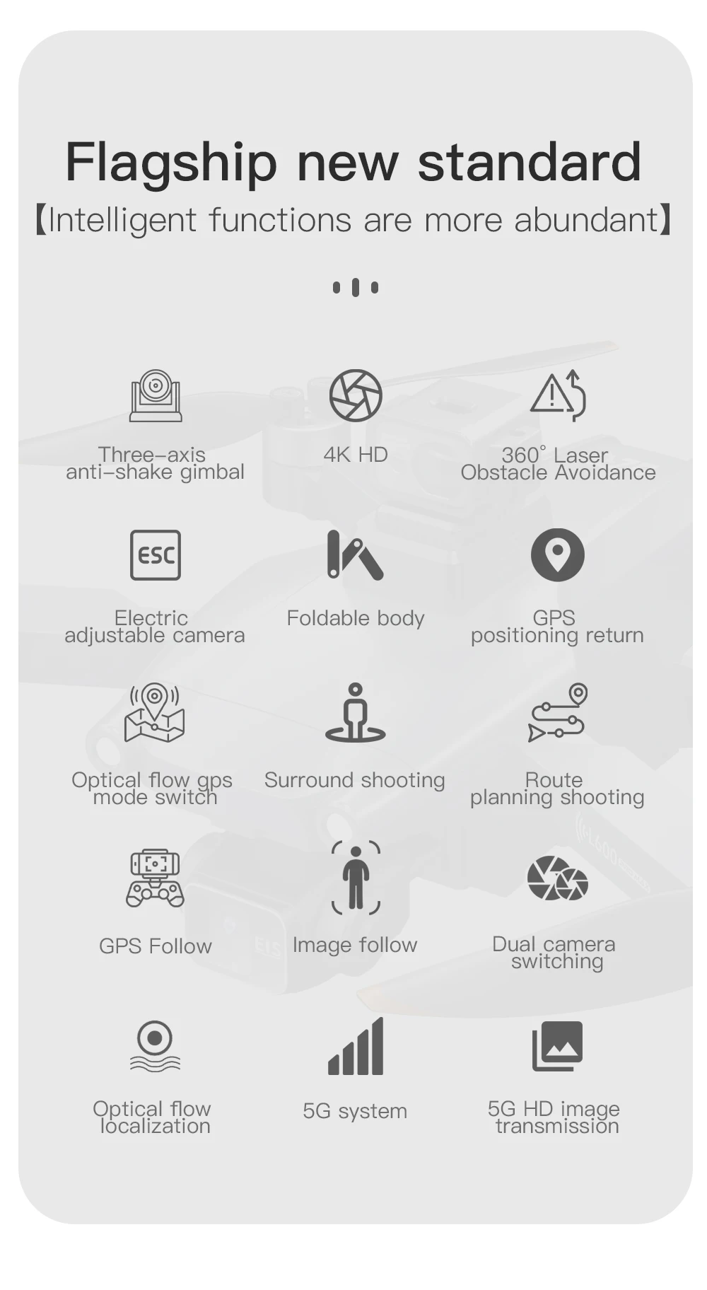 L600 Pro Max Rc Drone With 3-axis Ptz 4k Hd Dual Camera Laser Obstacle ...