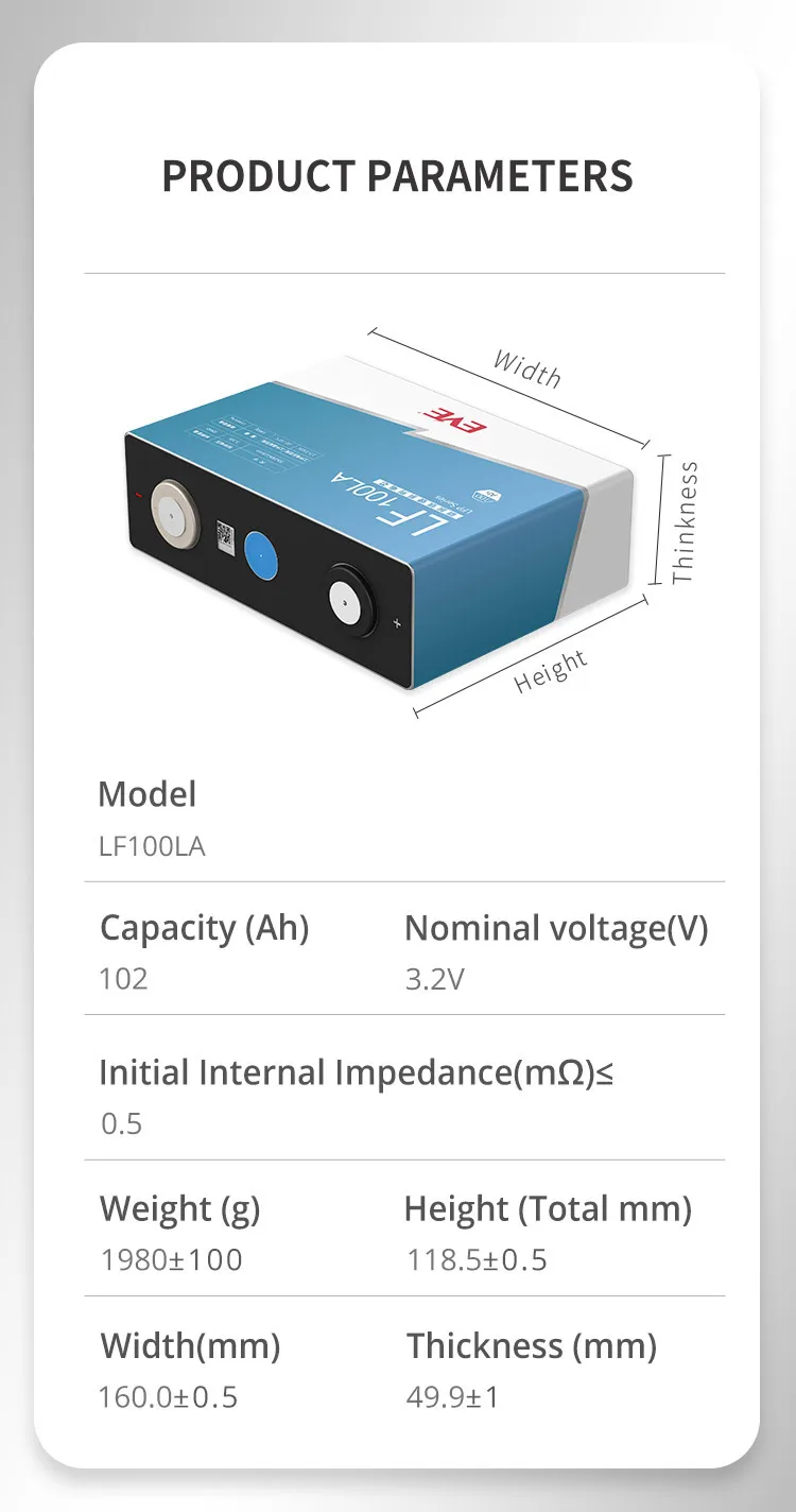 Eve Lf100la 3.2v 100ah Household Power Storage 12v 200ah Lifepo4 Battery 12v 200ah 100ah Lifepo4 ...