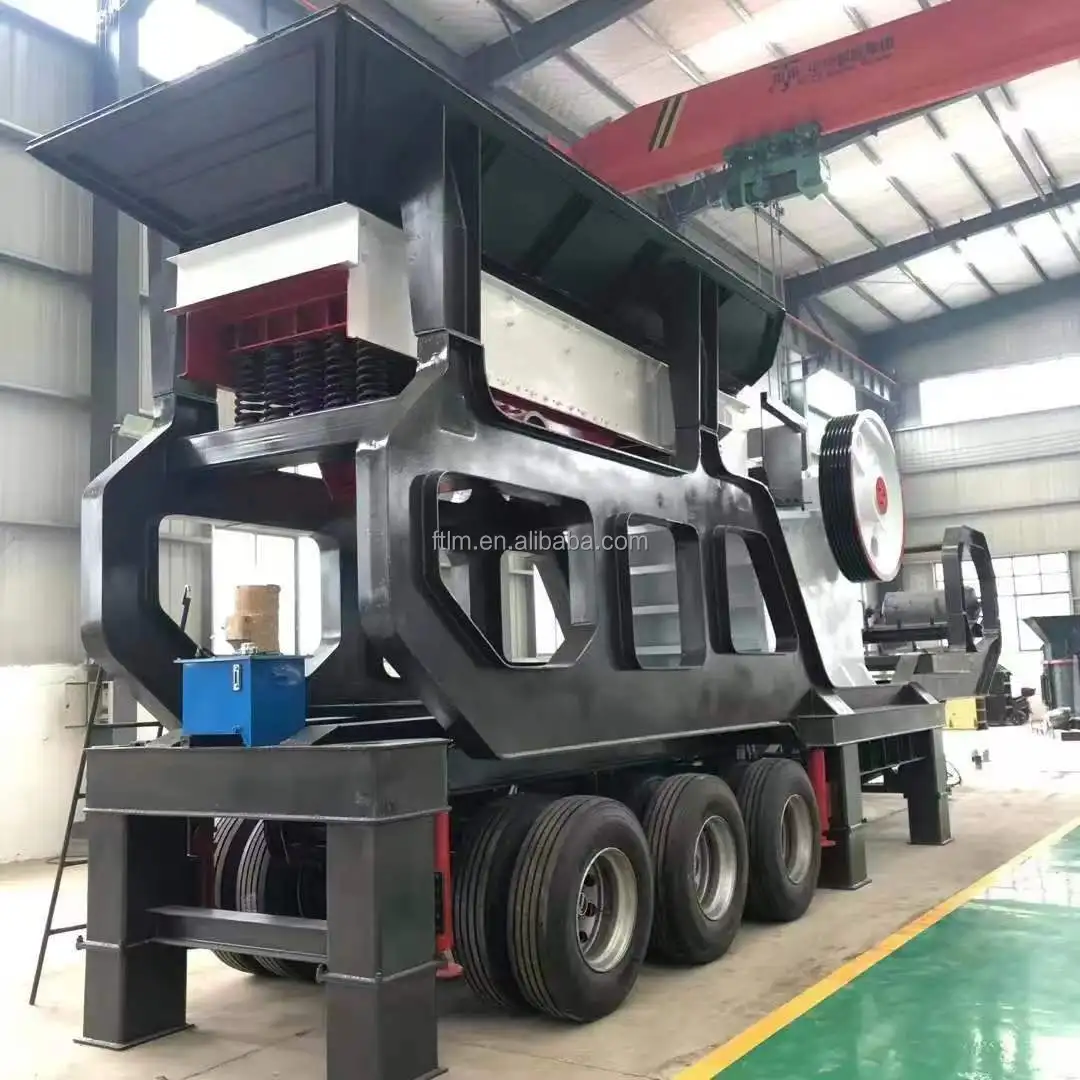Portable Mobile Trailer Wheel Type Diesel Engine Stone Rock Jaw Crusher ...