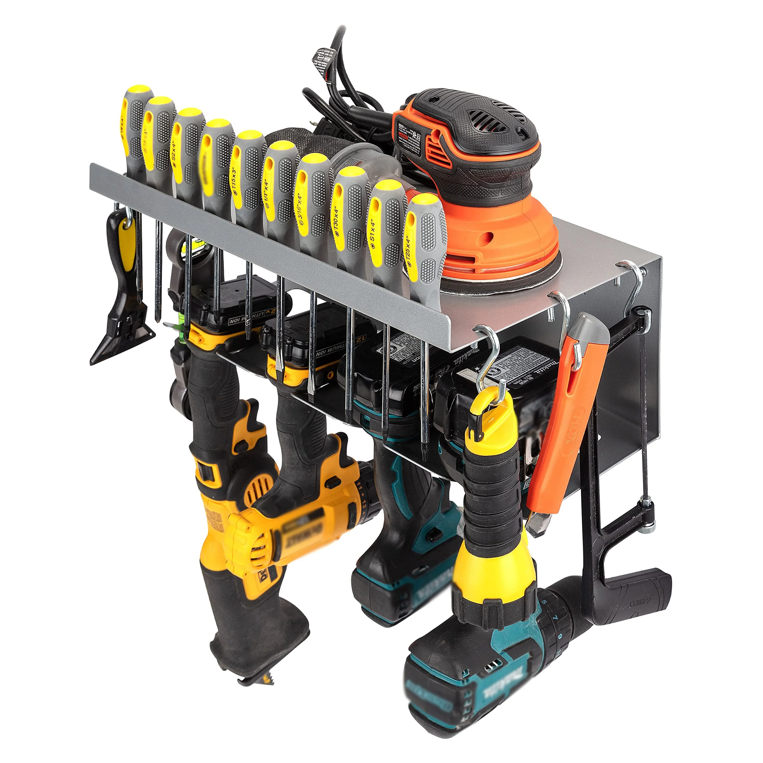 Rhetech Wall Mount Power Garden Metal Garage Tool Organizer Rack Heavy ...