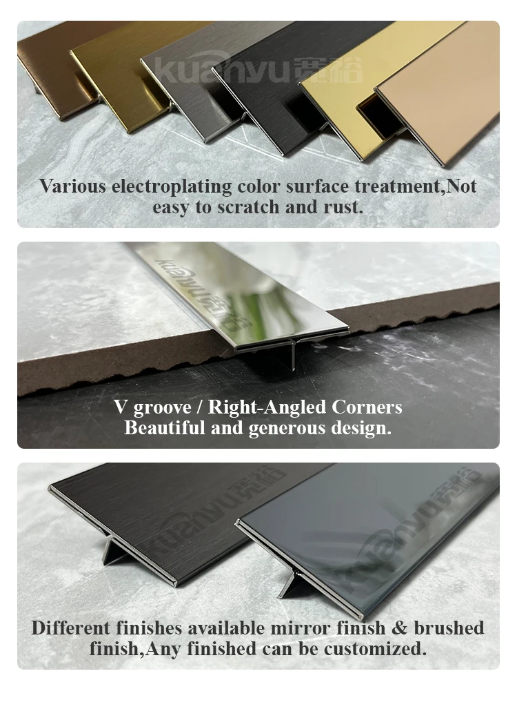 Tile Corner Gold Brushed Trims Decorative Stainless Steel Ceramic Strip ...