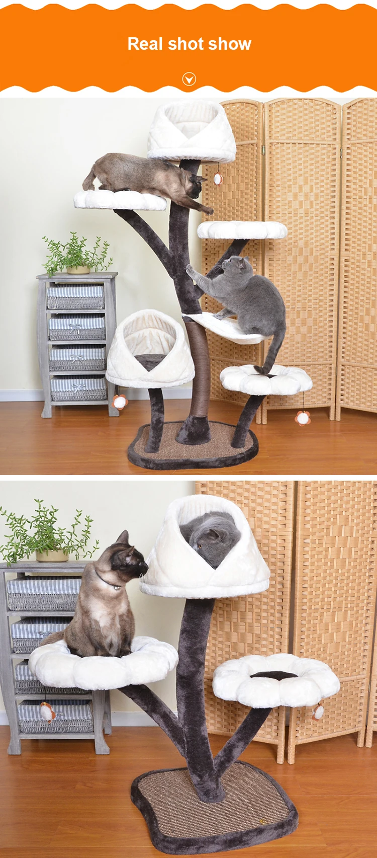 Factory Wholesale Sisal Climbing Frame Cat Toy Wooden Three-layer Pet ...