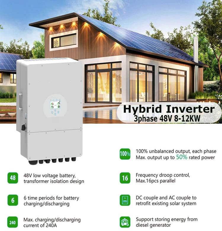 48V 8Kw 10Kw 12Kw 3 Phase Hybrid Pure Sine Wave Deye Solar Inverters ...