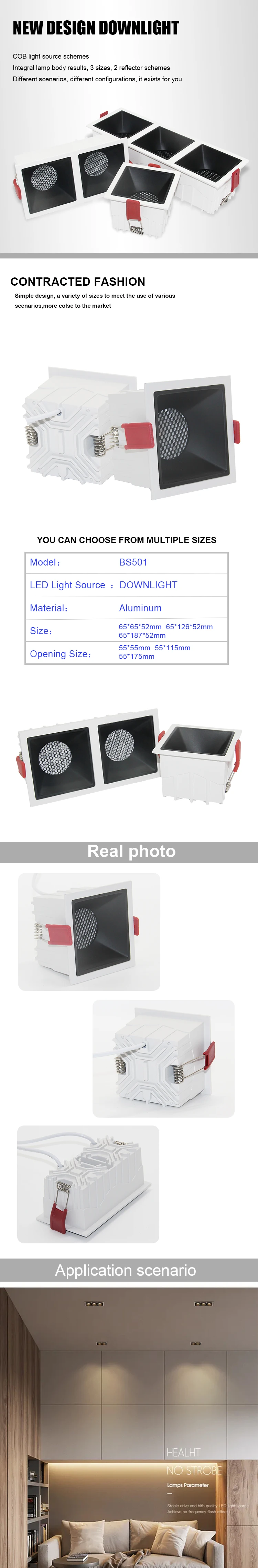 Ceiling Recessed Trimlessleddownlight Round Square Lights 10w 15w 2*10w 2*15w Lighting Cutout ...