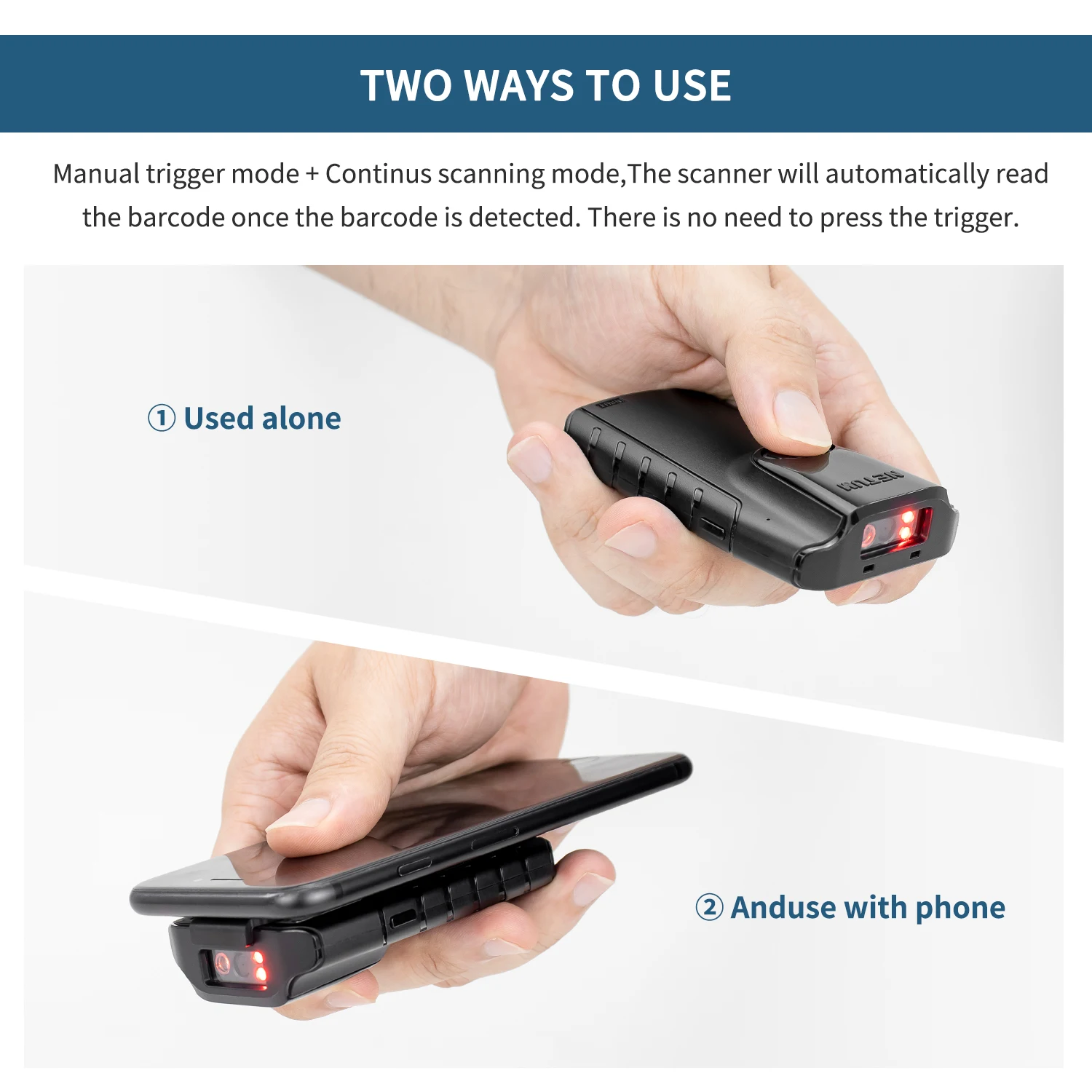 Netum Mini Portability 2D QR Bar Code Reader - Bluetooth Scanner
