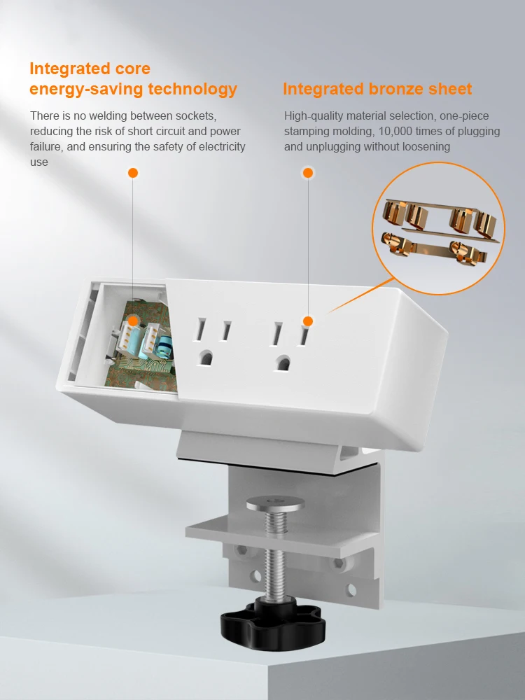 UL Listed Socket Extension - US Standard Clamp-on Desk Power Socket ...