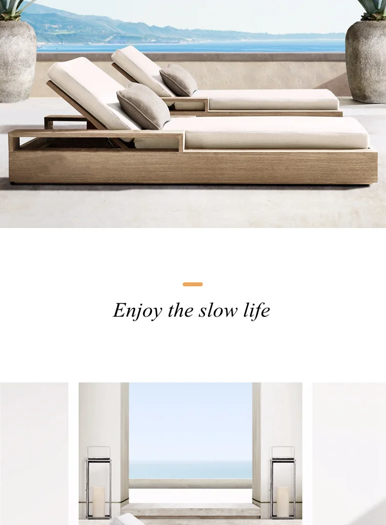 Modern Beach Chair Leisure Outdoor Furniture Sun Bed Wood Pool Beach ...