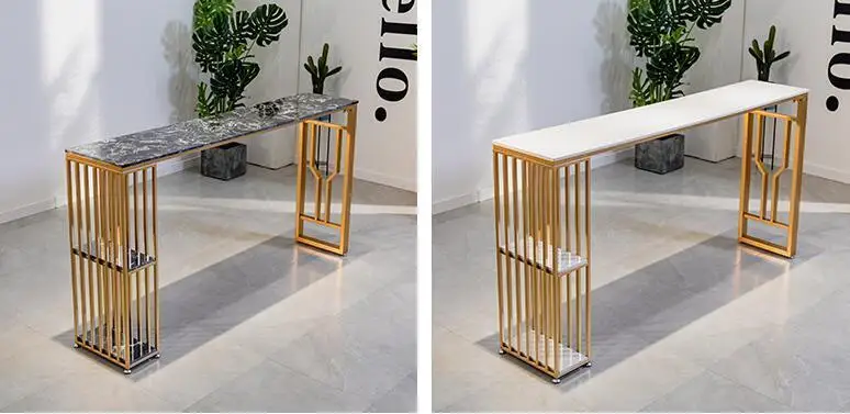 Luxury Bar Desk Modern Marble Bar Table And Chair High Feet Long Narrow ...