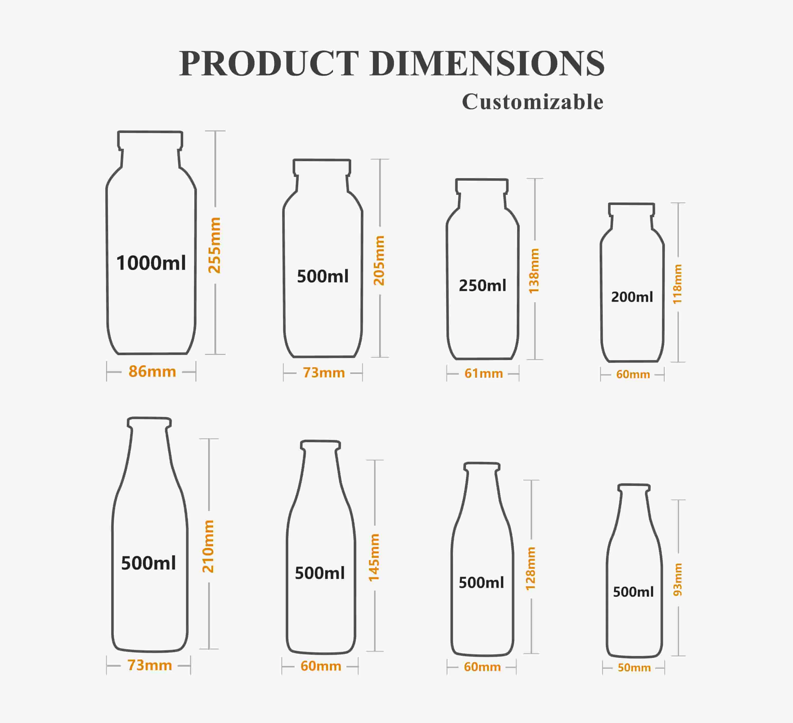 250ml - 1l Clear Glass Juice Bottle Glass Milk Bottle With Metal Lid ...