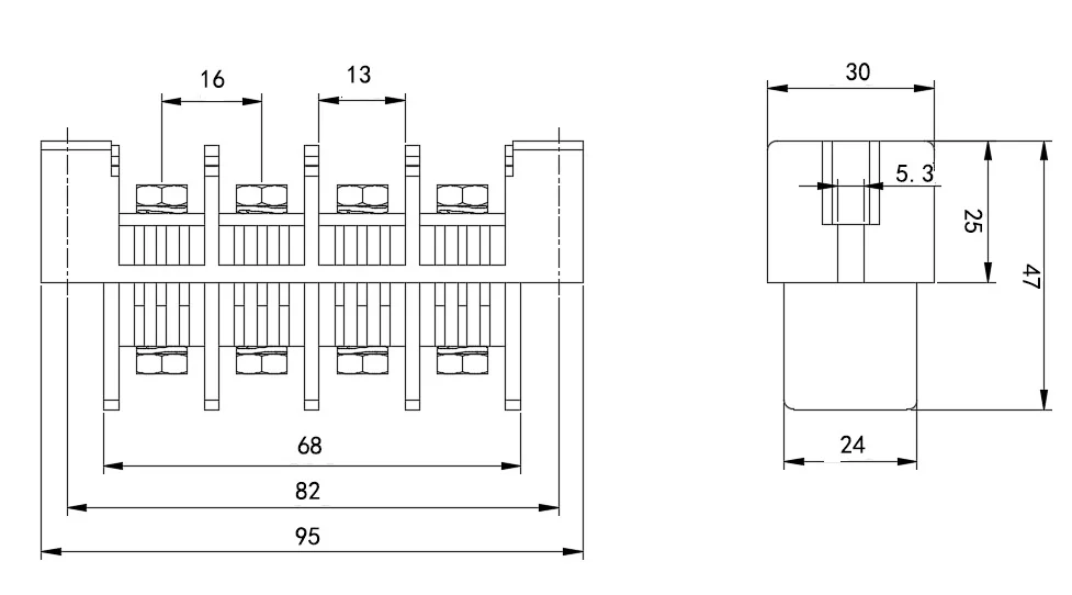 1P-10P Through Wall Terminal Block High Current 30A 50A 75A 100A 180A ...