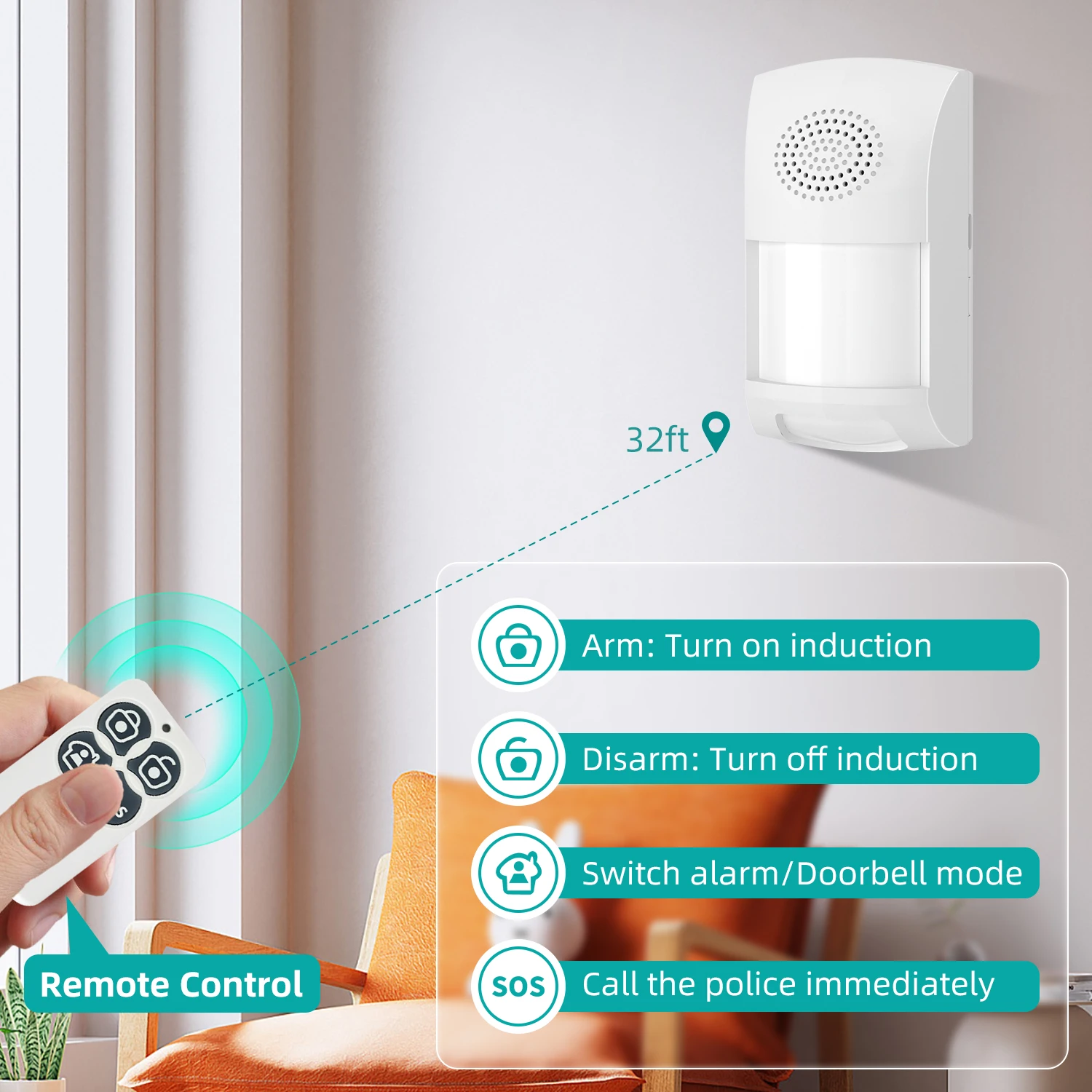 Usb & Battery Powered 100db Wireless Siren Intruder Motion Alarm Motion Sensor Detectors With Rf ...