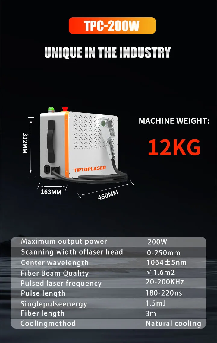 Pulse Laser 200w Laser Cleaner Rust Removal Portable Fiber Laser ...